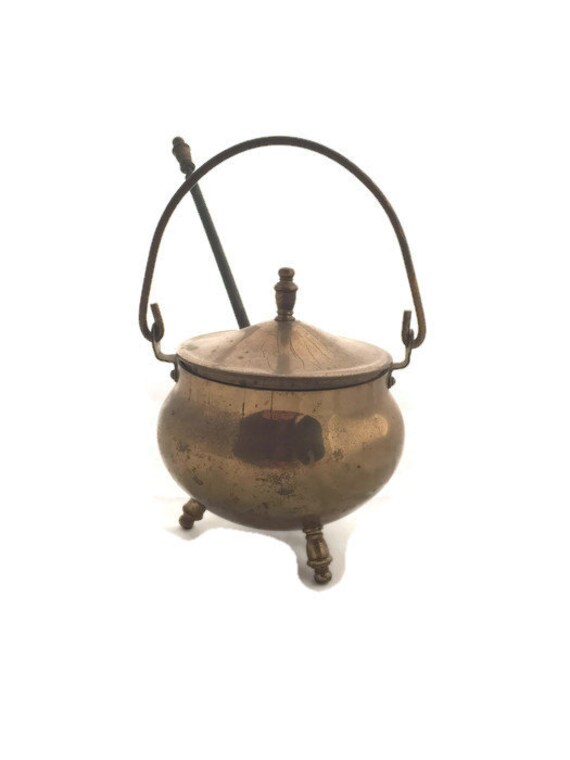 Antique Smudge Pot Brass Fire Starter Kettle With Pumice