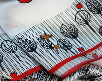 illustrated silk scarves and jewelry designs by MINEDOGAN on Etsy