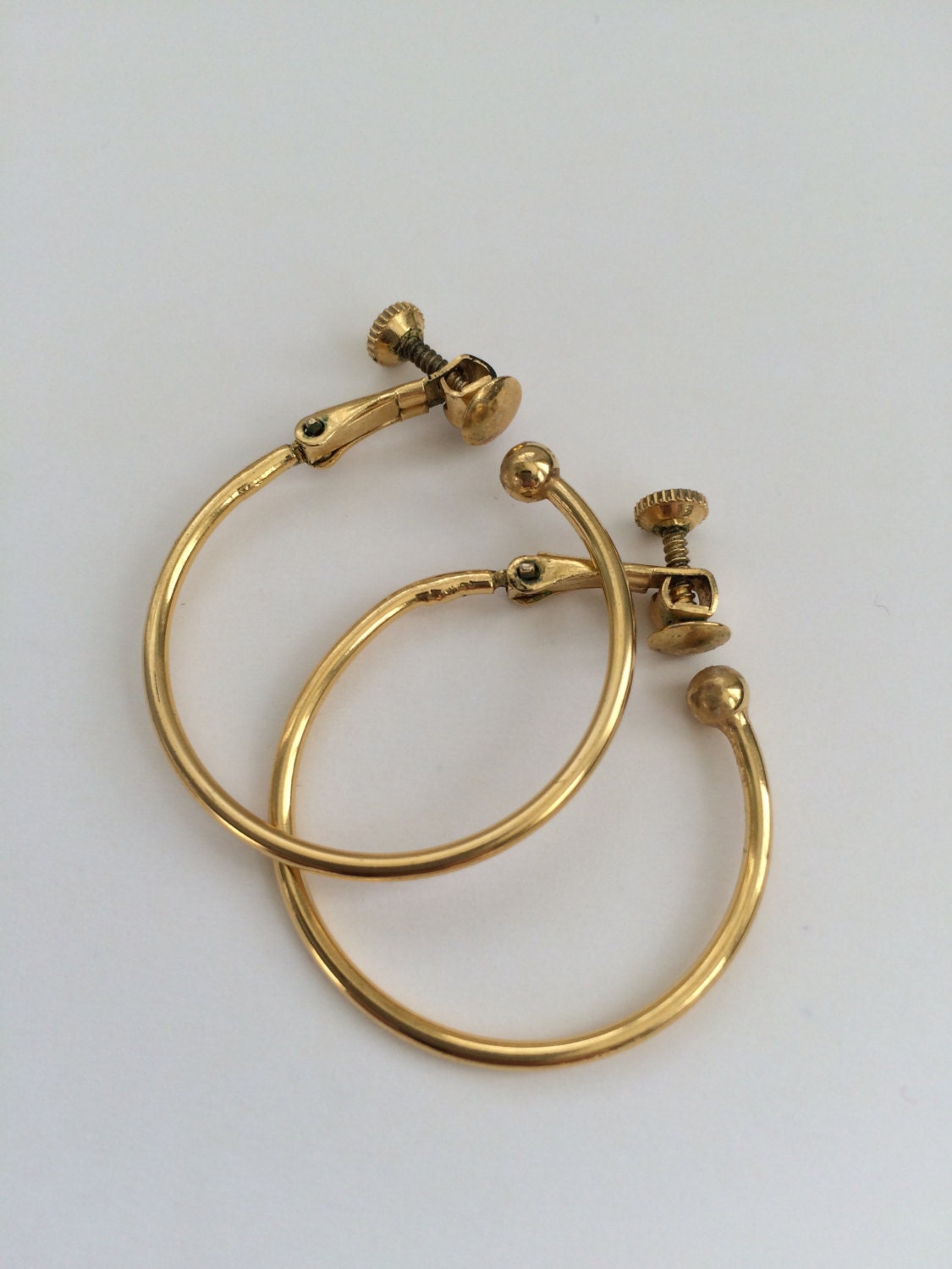 Vintage Napier Gold Clip-On/Screw On Hoop Earrings by WardVintage