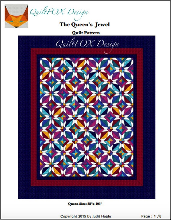 Paper pieced Jewel Quilt Pattern The Queen's Jewels