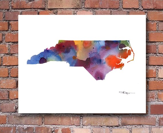 North Carolina State Map Art Print Abstract Watercolor