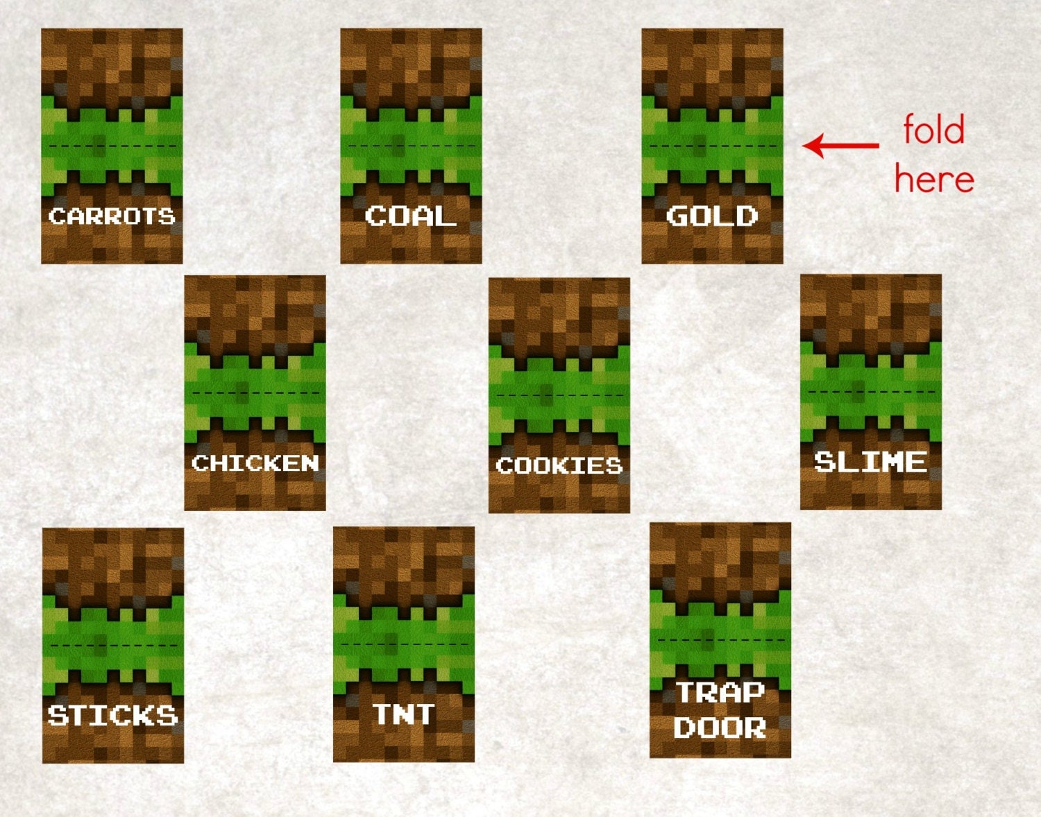 Custom Minecraft Food Tent Cards // Printable // by NothingPanda