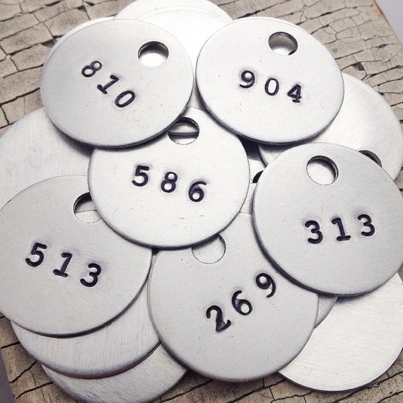 Metal Number Tag Custom Personalized Hand by BERKLEYandBEAN