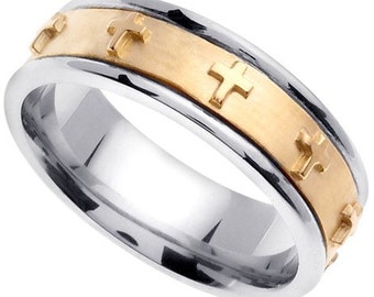 14k gold cross ring | Etsy