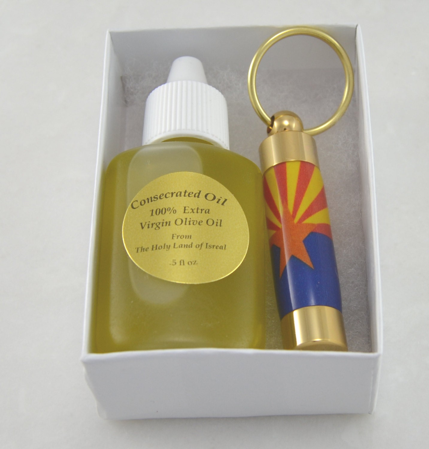 LDS Consecrated Oil Vial with the Flag of Arizona Key Chain