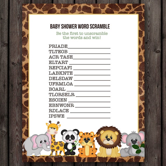 Jungle Baby Shower Games Words