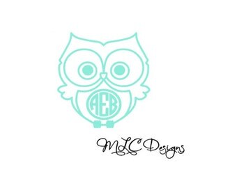 Owl monogram decal | Etsy