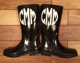 Monogram rain boots | Etsy