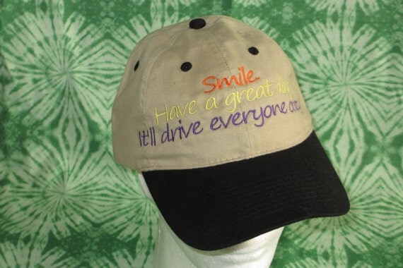 Custom embroidered hats / caps Smile. Have a by CreativeSenseCom