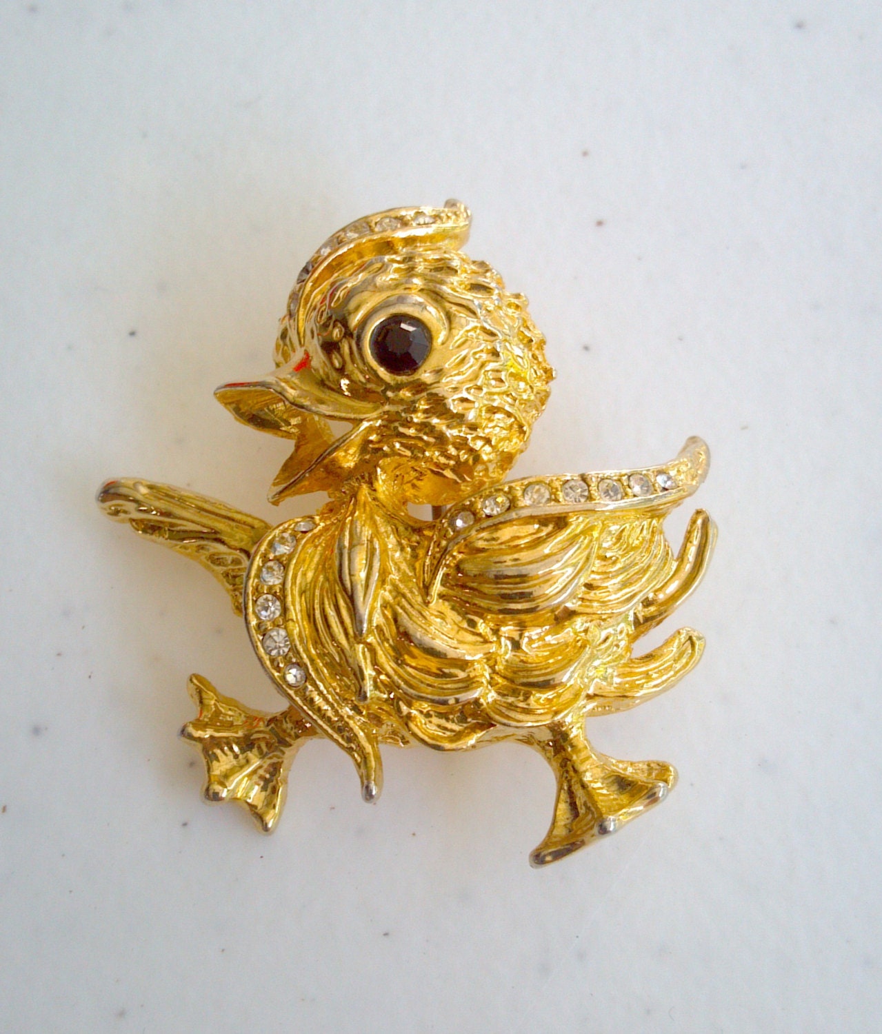 Adorable Gold Tone Duck/Duckling/Bird Brooch/Pin ~ 1 5/8″ tall ...