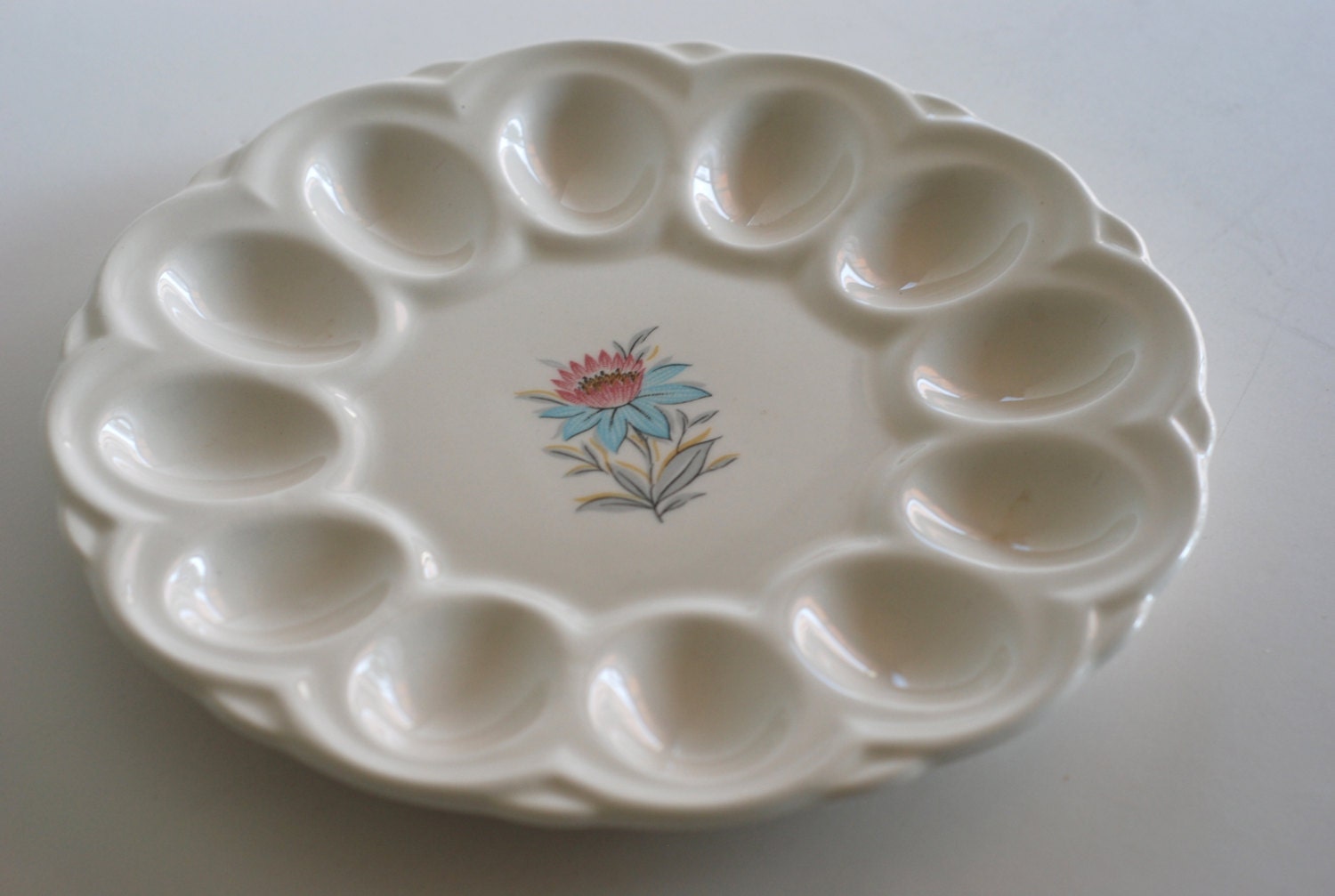 Vintage Deviled-Eggs Ceramic Plate Country Picnic Summer Cookout Bring ...