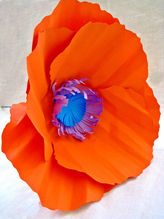 Items similar to Red Paper Poppy, Big Paper Flower, Red Paper Flowers ...