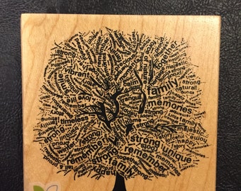 Tree rubber stamp | Etsy