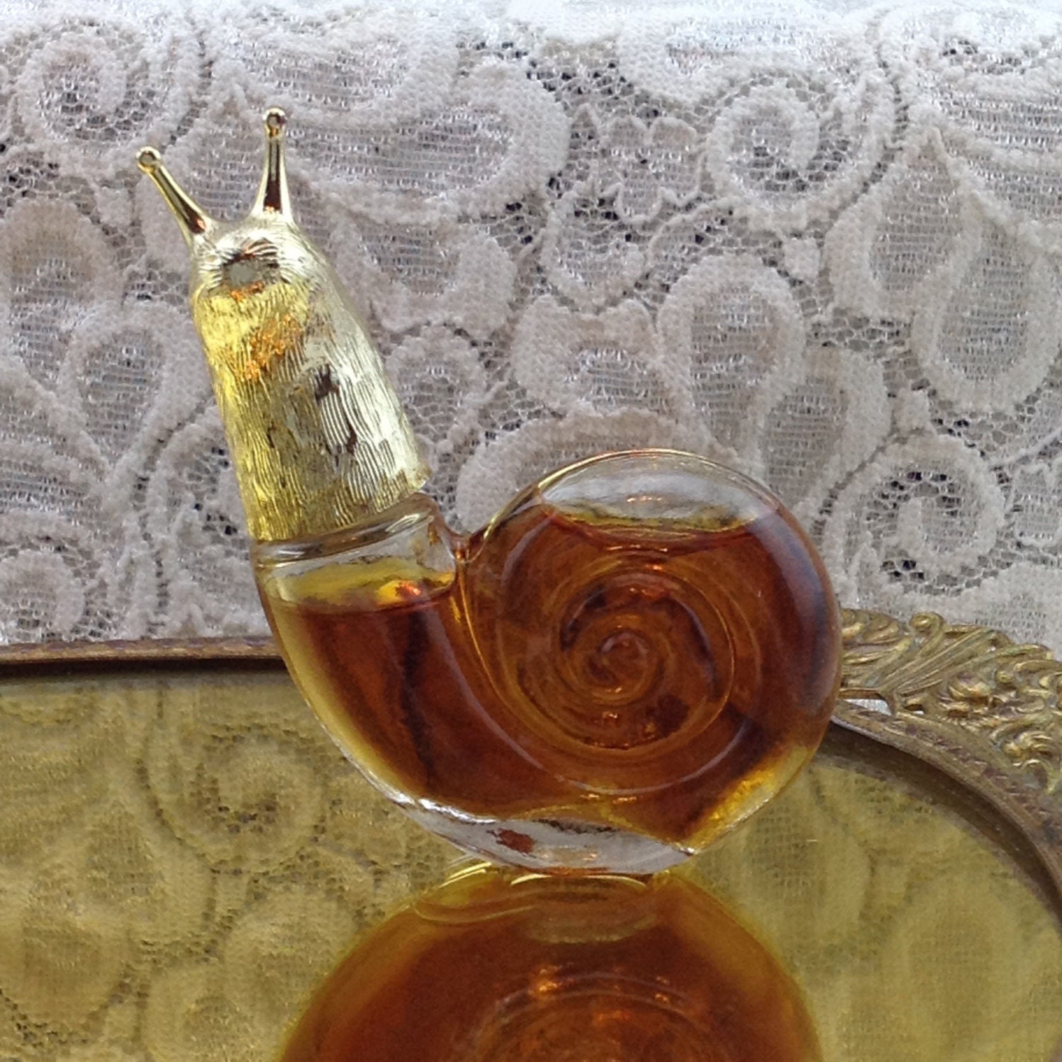 Vintage Avon Perfume Bottle Snail Glass Snail Garden