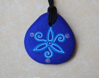 Hand painted stone necklace-Unique gift-Made by SingingStonesArt