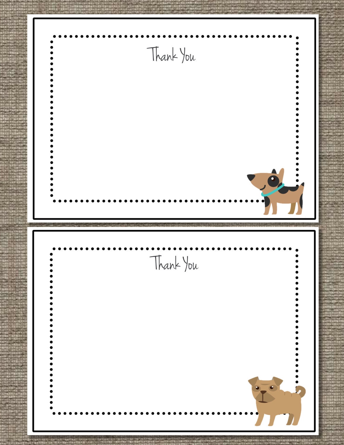 Printable Thank You Notes Dog Digital by FoxyDesignCompany