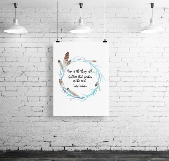Feather Quote Art Print Wall Decor Printable by TwoBrushesDesigns