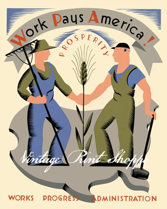 WPA poster print reproduction 5x7 print Vintage art Home Decor