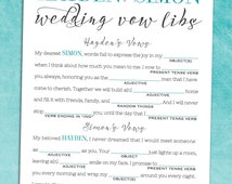 Popular items for wedding vow mad libs on Etsy