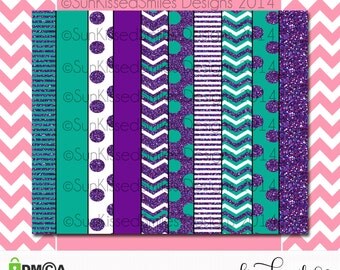 Items similar to Teal and Orange Patterned Digital Scrapbook Papers ...