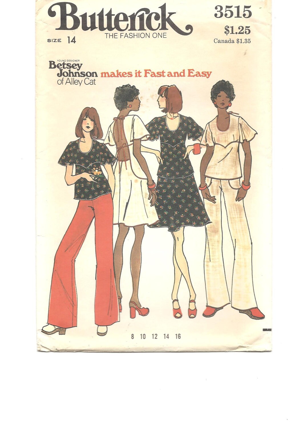 Designer BETSEY JOHNSON of Alley Cat Vintage Sewing Pattern