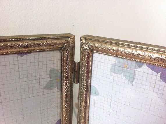 Vintage Gold Double Picture Frame-8x10 by RetroTiles on Etsy