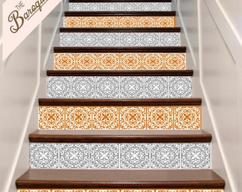STAIR DECALS Ornate Vinyl Tile Decal Decor for Stair by crowbabys