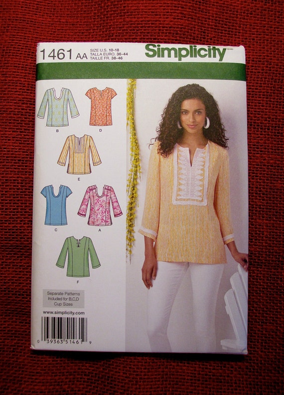 Simplicity Sewing Pattern 1461 Tunic Top by AlicesSewingCorner
