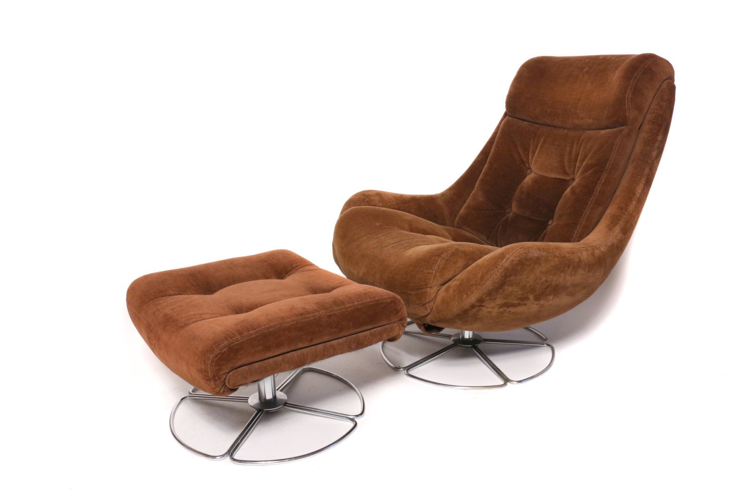 Vintage Modern Brown Pod Lounge Chair and Ottoman – Possibly Overman ...