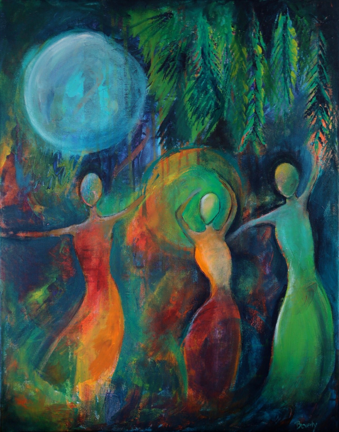 Moon Dance Print from Original Acrylic Painting Home Decor