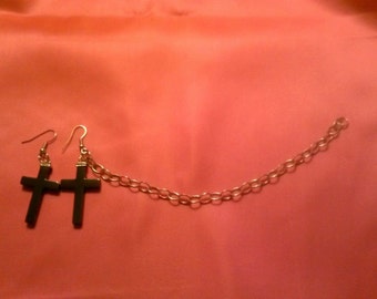 Hematite Cross (Silver) Nose Chain