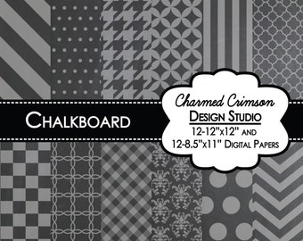 chalkboard digital paper, black digital paper, background patterns ...
