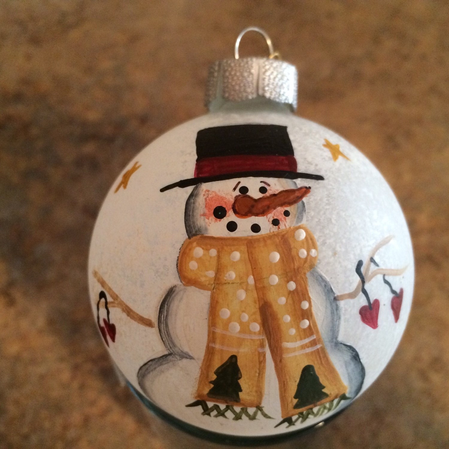 Frosted glass snowman ornament