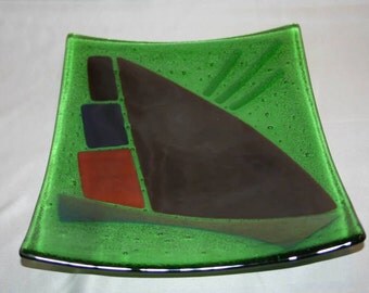 Square glass platter in an abstract pattern by MTAmorethanart