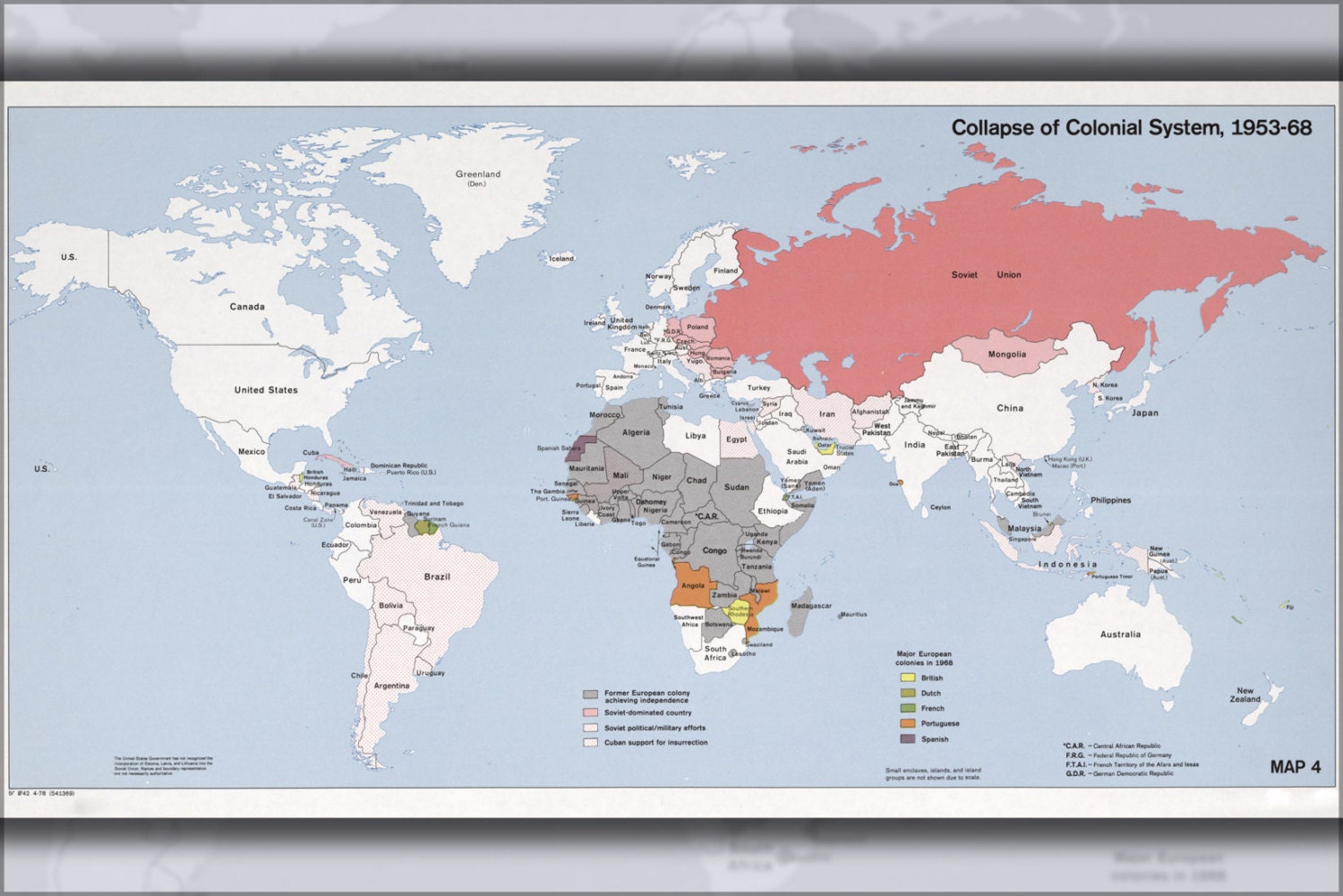 24x36 Poster Cia World Map Of Colonial System Collapse