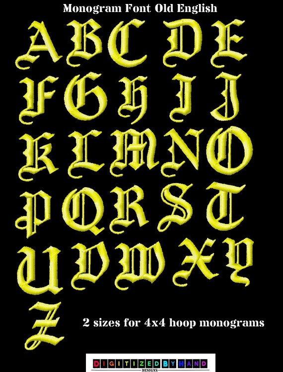 Embroidery Font Monogram Old English Script by DigitizedByHand