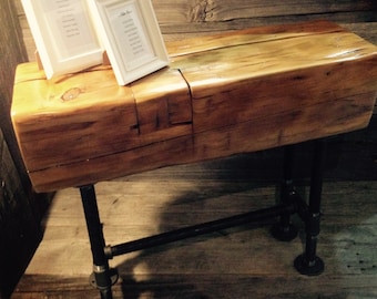 Rustic Furniture: Finished Barn Beam 12” X 9” Side Table 36” Long