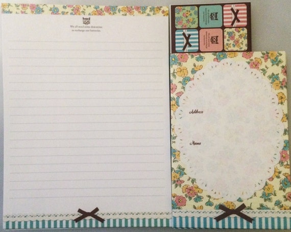 Pretty Stationery Set Floral Cat