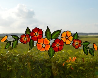 Glass door decal Flower stickers Floral decor Faux stained