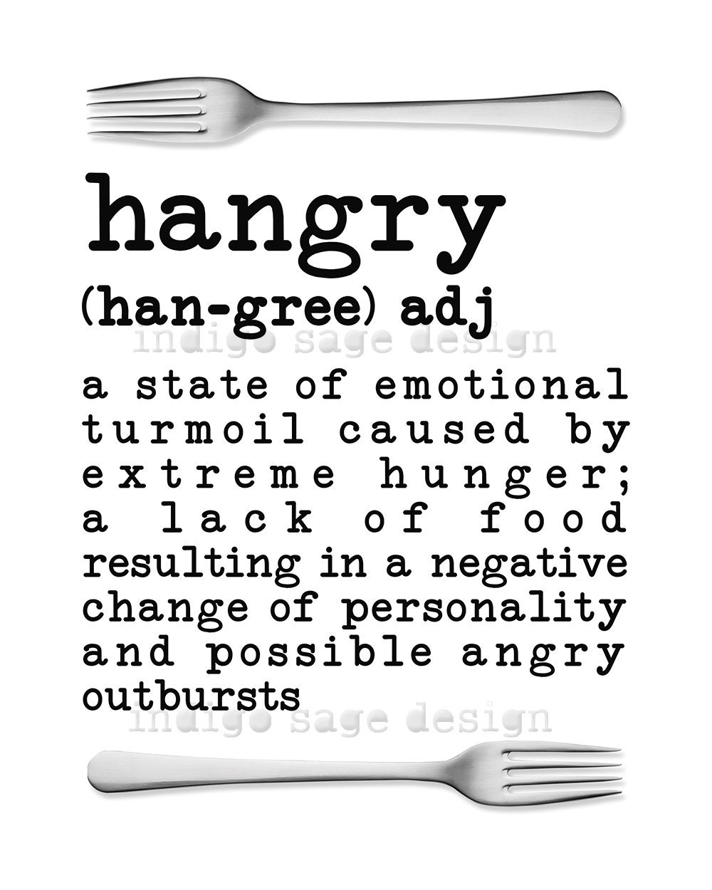 Hangry Definition Quote PRINTABLE Wall Art by indigoSAGEdesign