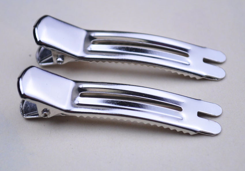 50PCS 48x10mm Silver Double Prong Metal Hair Alligator Clips