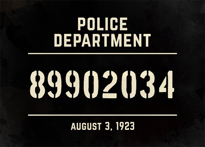 Photo booth props. Prohibition party supplies: mugshot sign