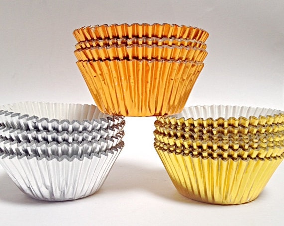 Metallic Cupcake Liners, 100 Foil Silver, Gold, Bronze Paper liners ...