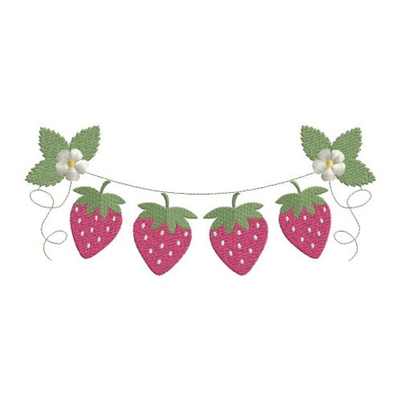 Strawberries garland machine embroidery design