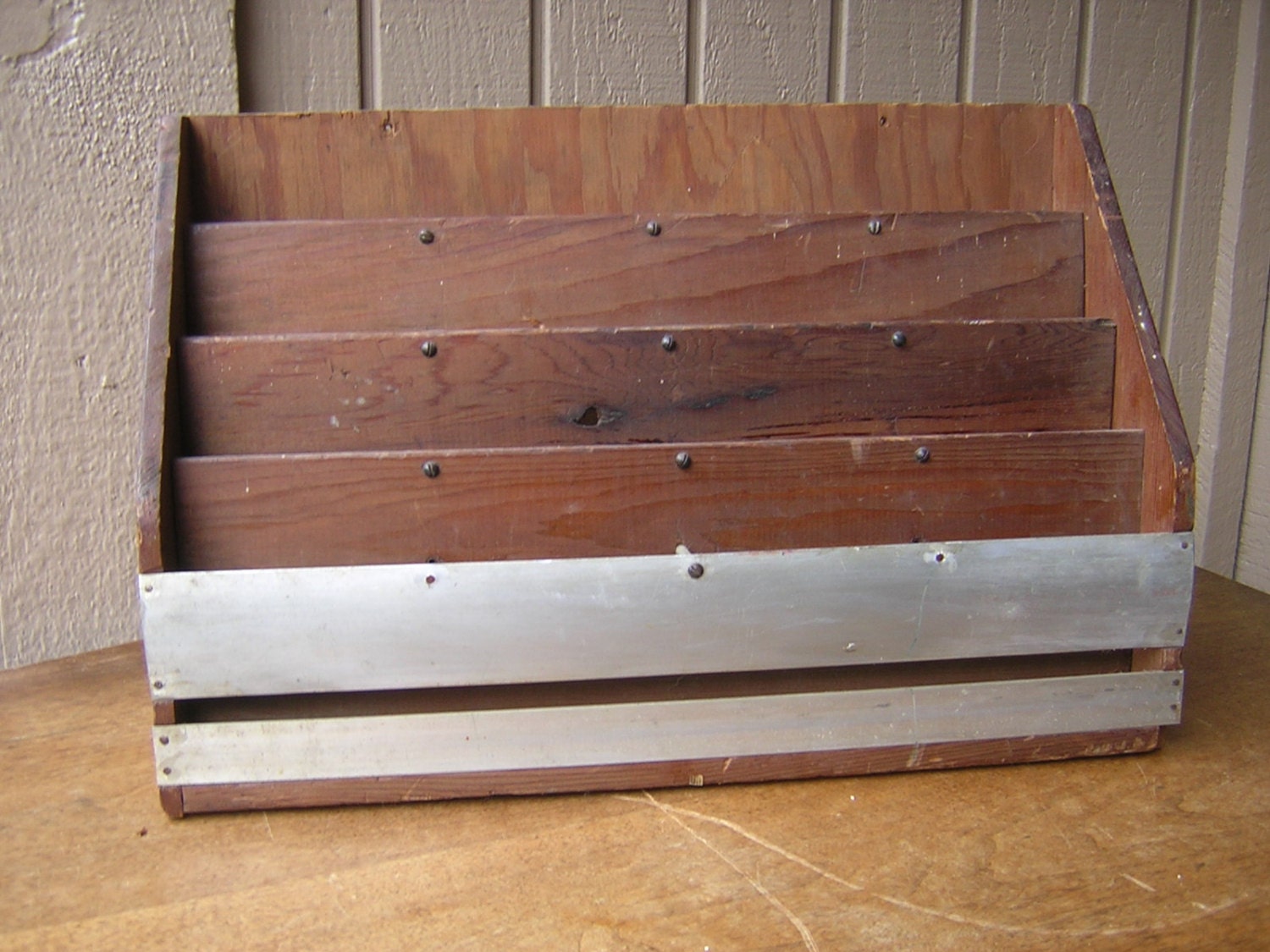 Vintage Industrial Postcard Rack Display DIY Organizer Shelf Wood ...