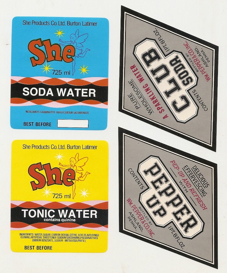 29 different old vintage Soda LABELS PEPPER UP She Etc..