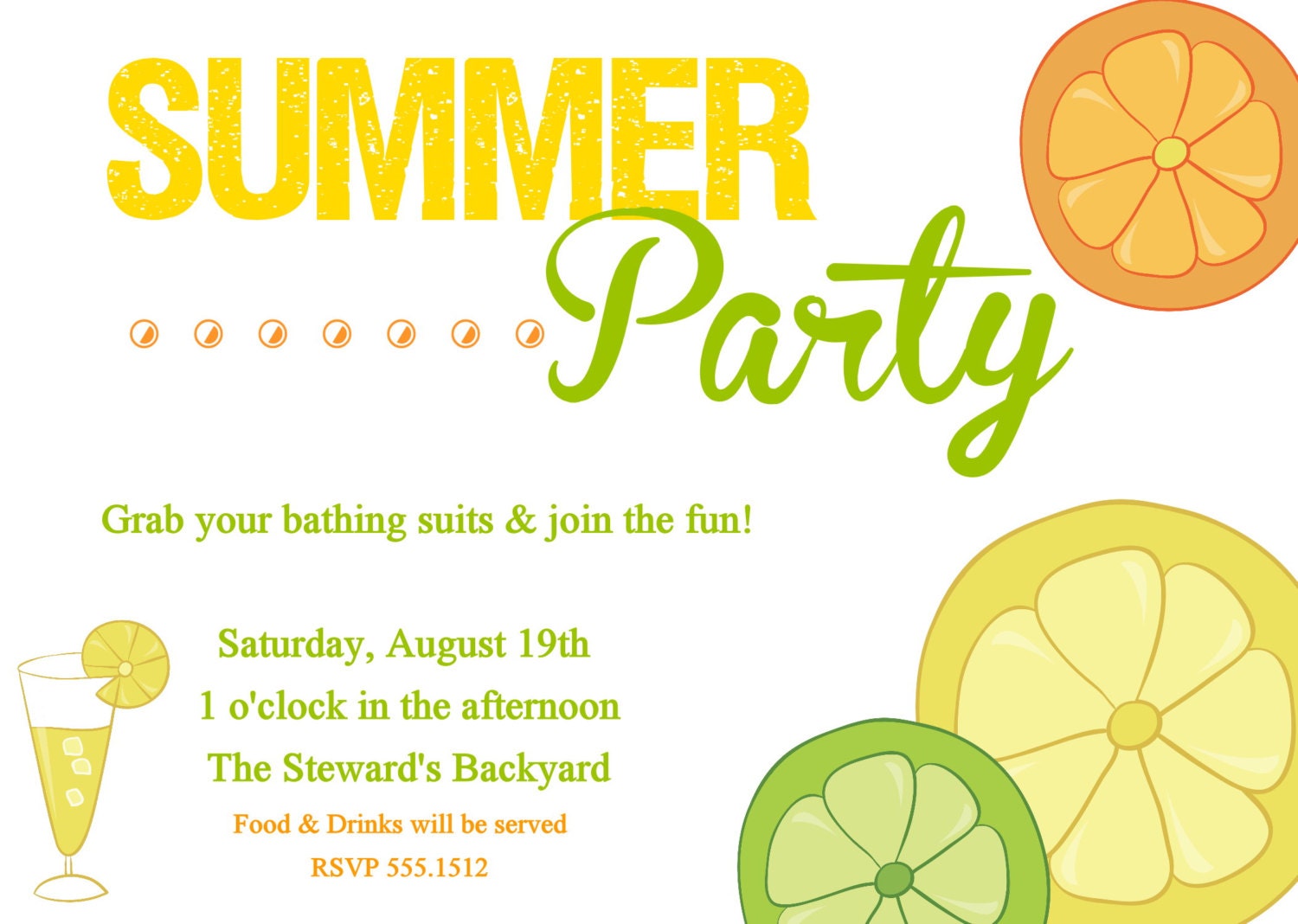 BBQ Summer Party Invitations Backyard Party Birthday