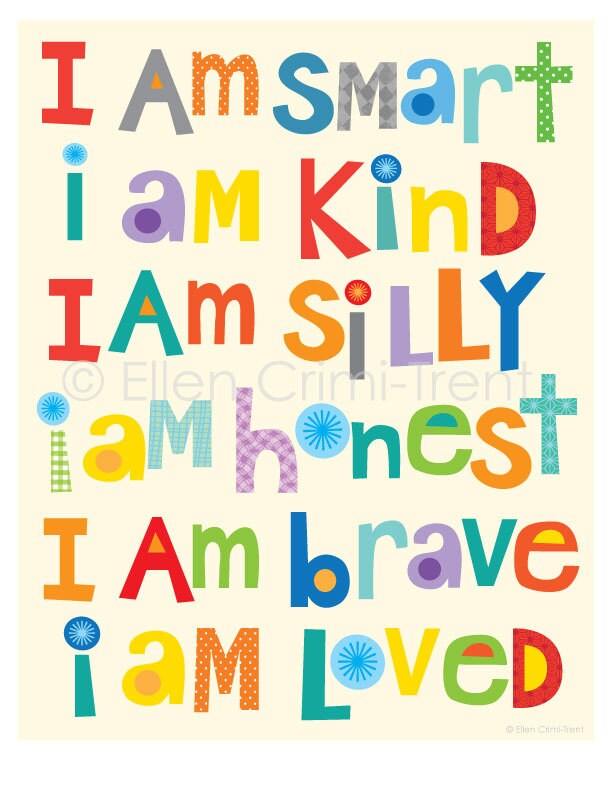 Kids Wall Art I am kind I am brave I am smartnursery decor