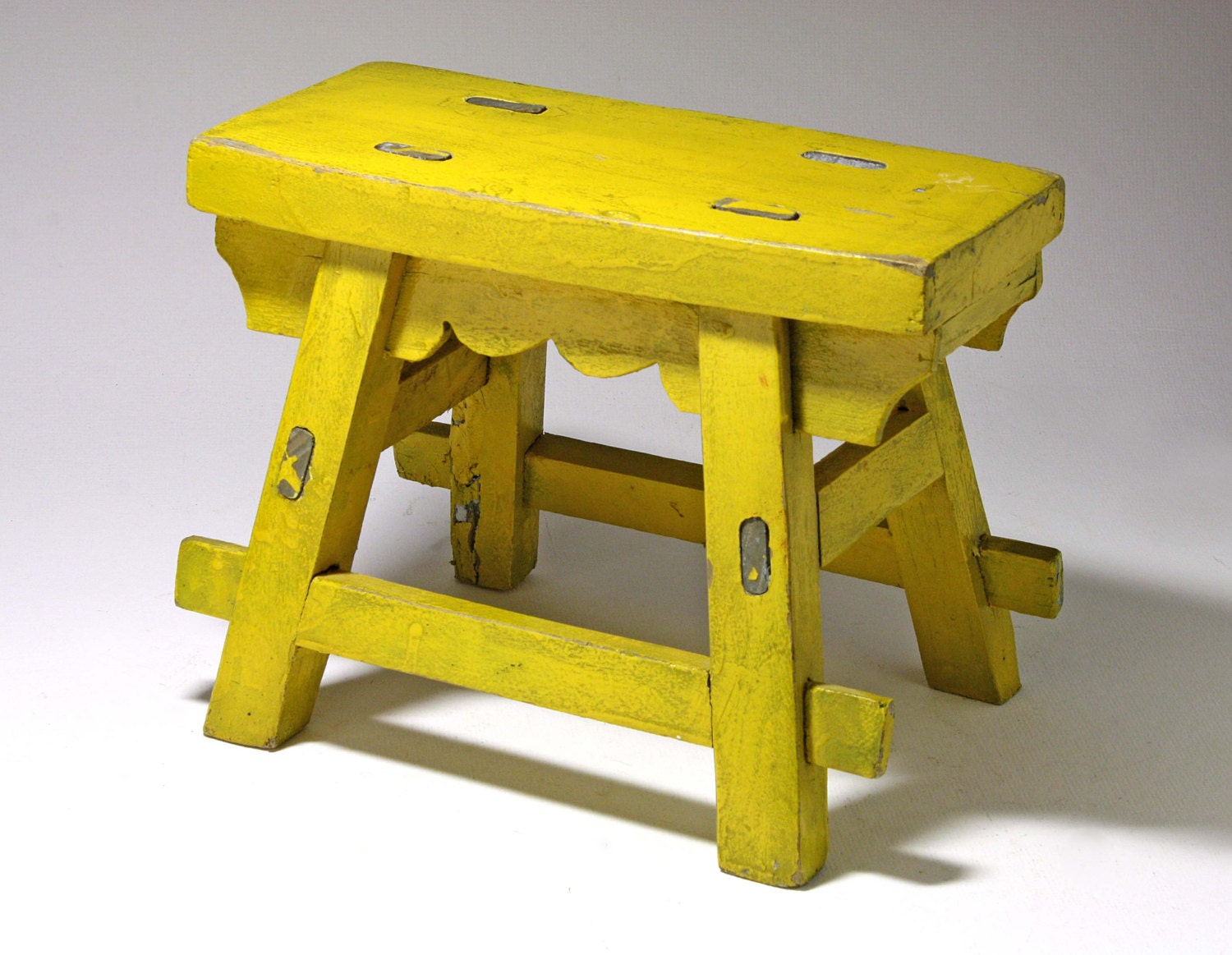Vintage Yellow Wood Stool – SALE Priced circa 1940’s – Haute Juice