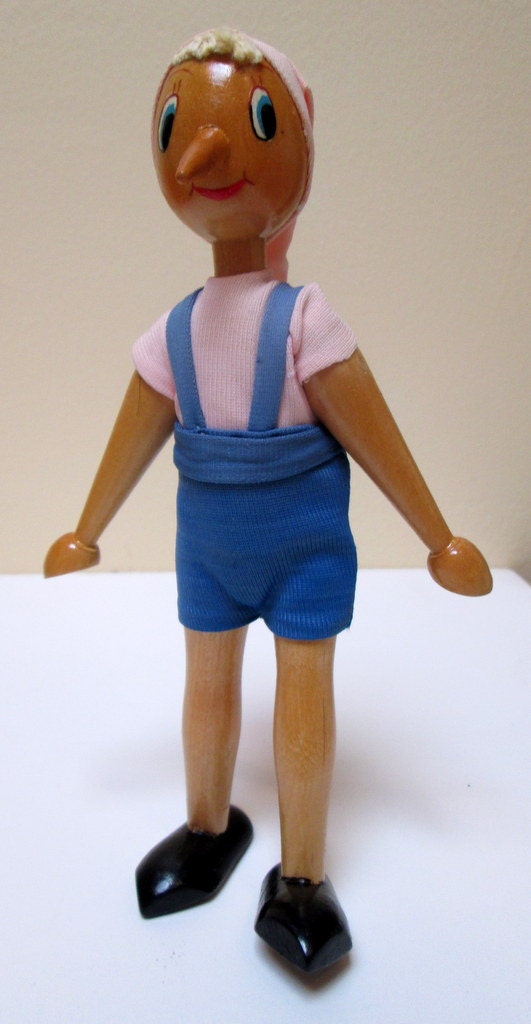 Vintage Doll Pinocchio Antique old vintage toy wooden doll